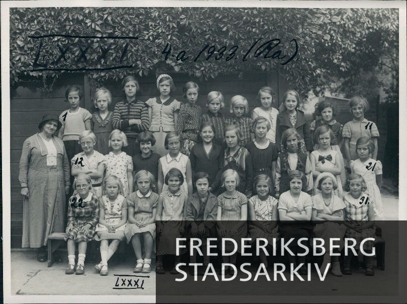 Skolen ved Solbjergvej . 4.a. 1933. (Ra) Nederste rk. fra venstre ...
