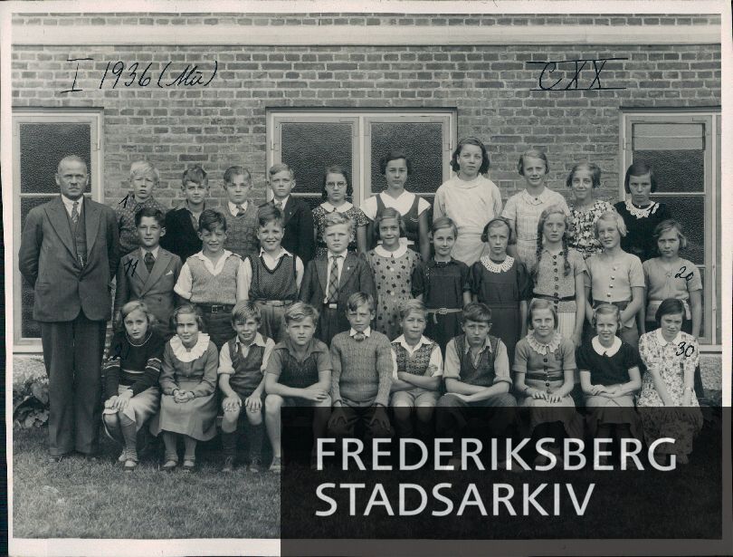 Søndermarkskolen. I. 1936. ( Ma ) Nederste rk. fra venstre : Grethe ...