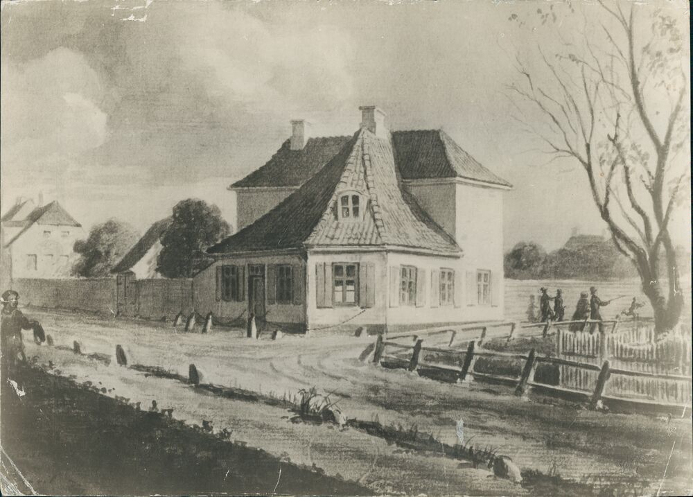 Foto af tegning af Gammel Kongevej anno 1850 - kbhbilleder.dk