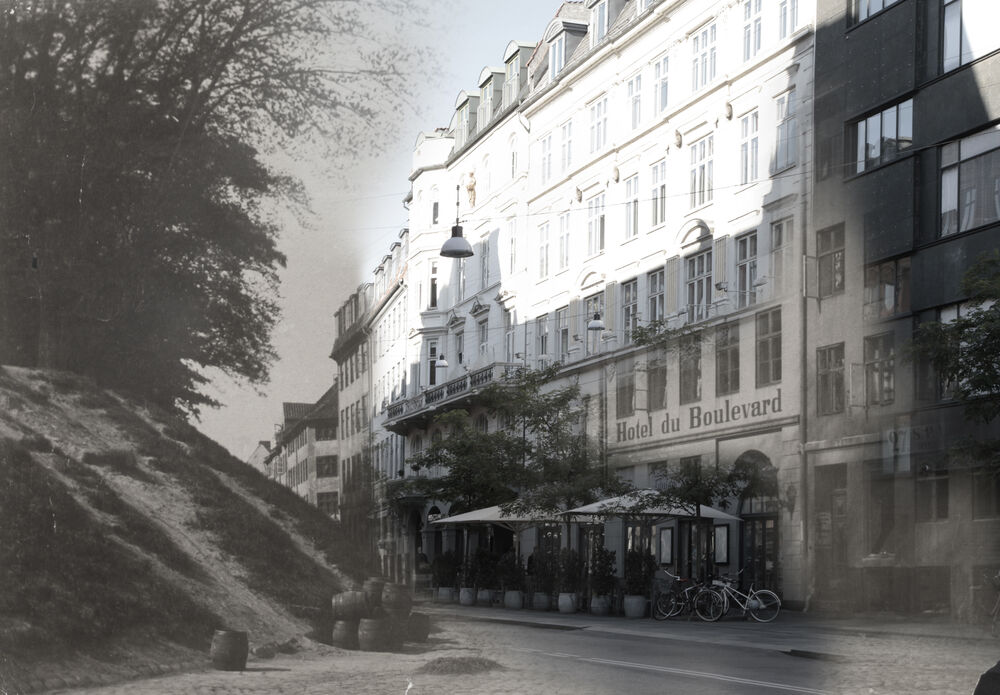 Vester Voldgade mellem Vestergade og Studiestræde set fra Rådhuspladsen ...