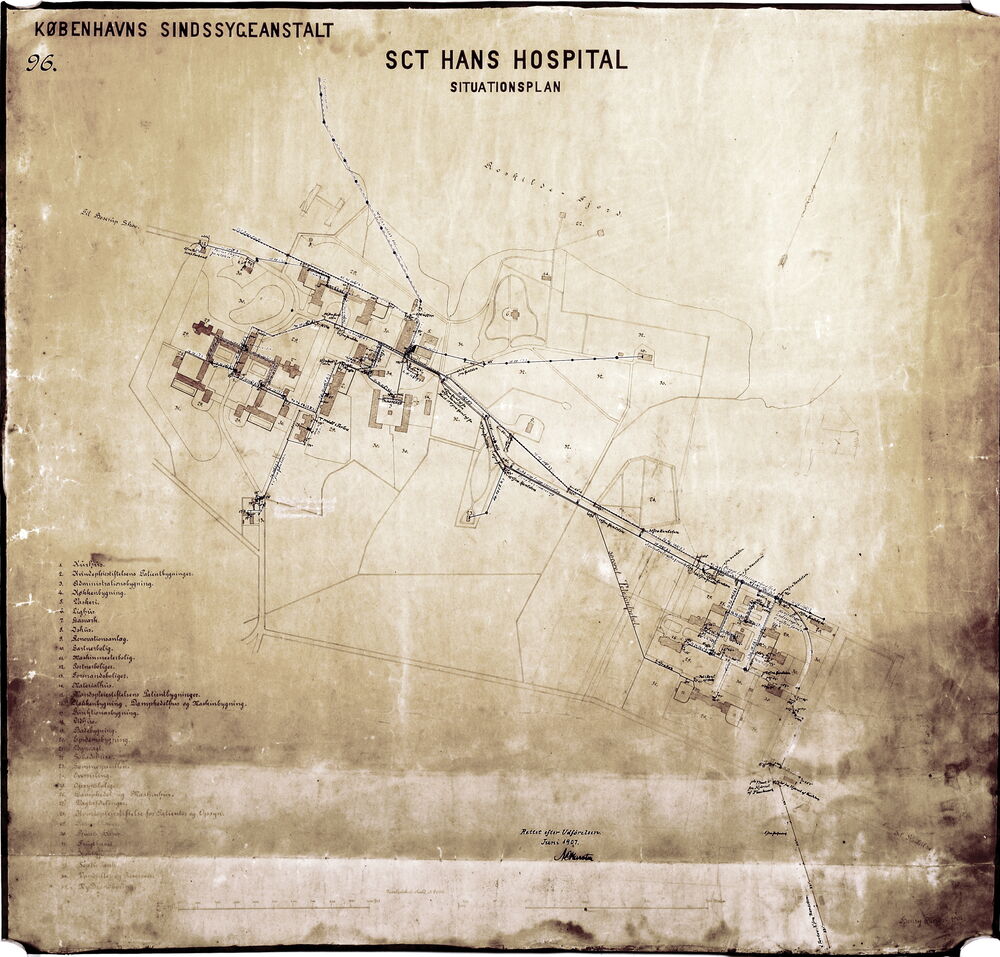 Kort over Sankt Hans Hospital - kbhbilleder.dk